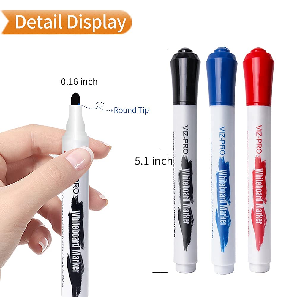 VIZ-PRO Magnetic Whiteboard/Dry Erase Board, 18 X 12 Inches, with 1 Eraser & 14 Markers & 4 Magnets
