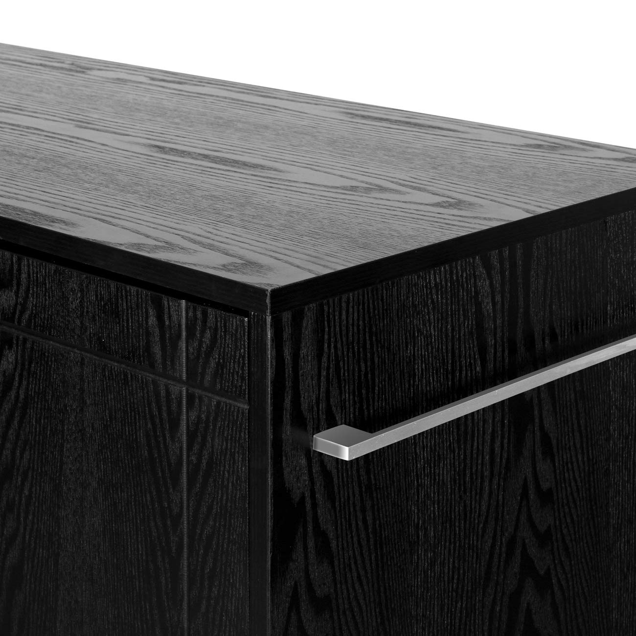 BELLEZE Wine Cabinet with Drawers, Storage Shelves and 6-Bottle Wine Rack, Sideboard Buffet, Coffee Bar, Cupboard for Dining Room, Kitchen, Living Room -Vietti (Light Black)