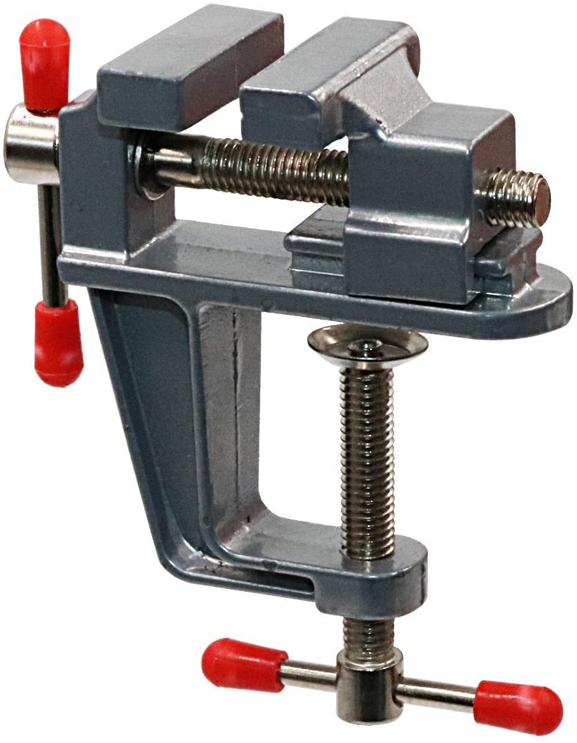 SHANGNIULU Mini Bench Vise - Compact Aluminum Alloy Table Clamp Vice - 360 Rotation - Silver