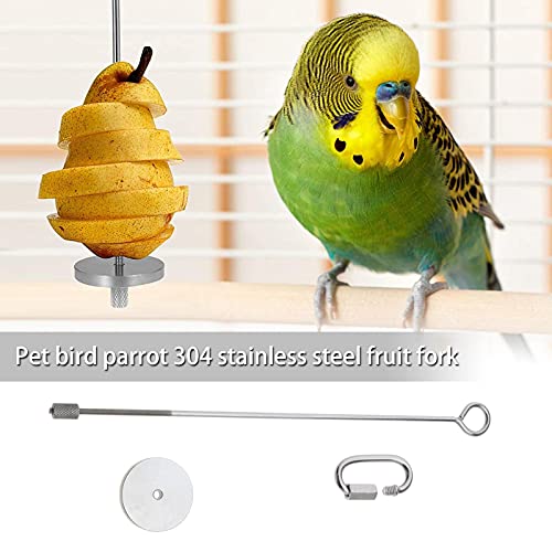 2X Parrot Skewer Bird Food Holder Stainless Steel 304 Parrot Fruit HolderToy Foraging Hanging Food Feed Tool Bird Cage Accessories