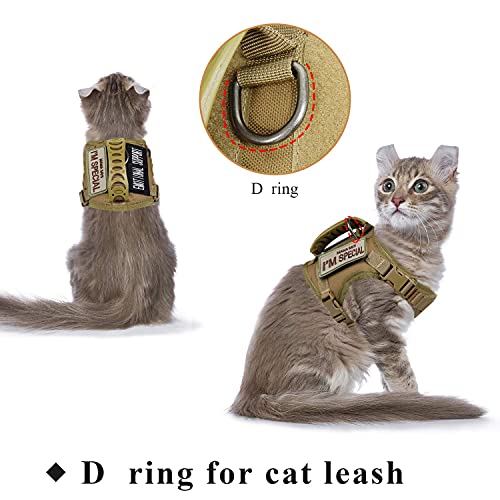 Tactical Cat Harness for Walking Escape Proof, Soft Mesh Adjustable Pet Vest Harness for Large Cat,Small Dog