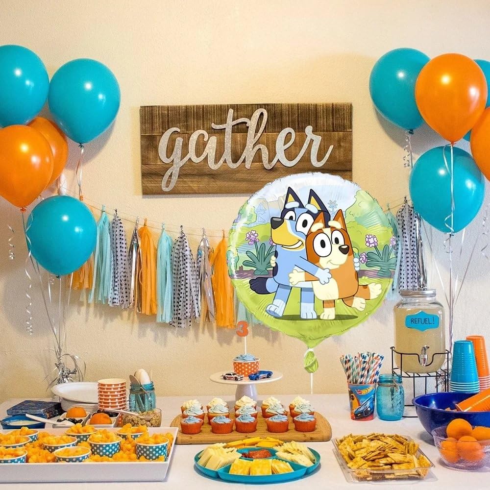 Bluey Round Multicolor Foil Balloon - 18" | Premium Quality & Reusable - Perfect for Celebrations & Kids Parties (1 Count Pack)
