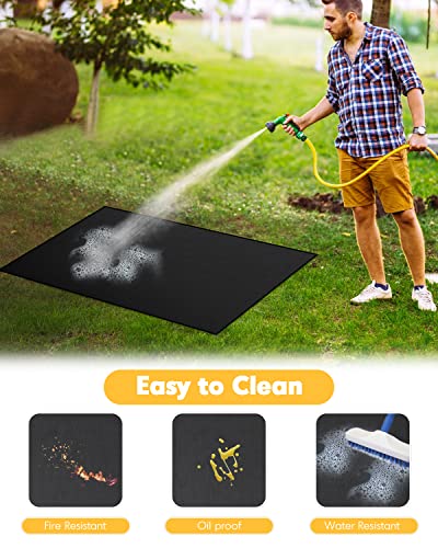 Under Grill Mat, 48×36 inch BBQ Floor mats, Indoor Fireplace Mats Fire Pit Mats, Fire Resistant, Water Resistant, Oil Proof, Easy to Clean Grill Mats for Outdoor Grill Deck Protectorf