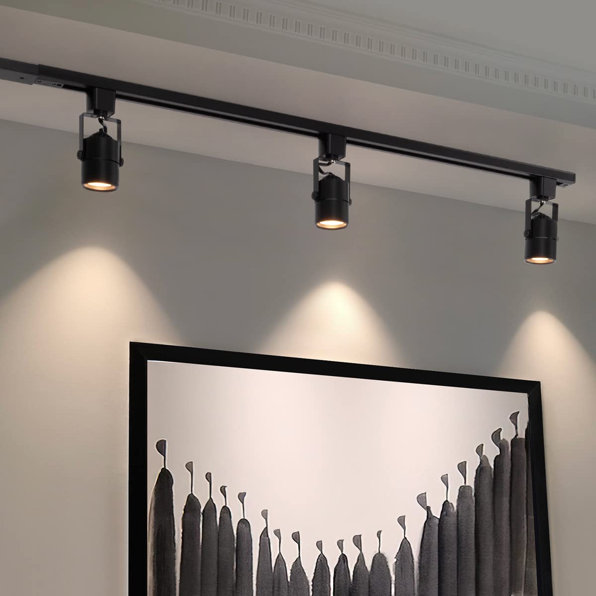 mirrea Bulb Replaceable LED Track Lighting Heads for Black H Type Rail Cylinder Ceiling Spotlight with 8W GU10 Bulb 90 CRI 3000K Warm White 38° Beam Angle Pack of 6
