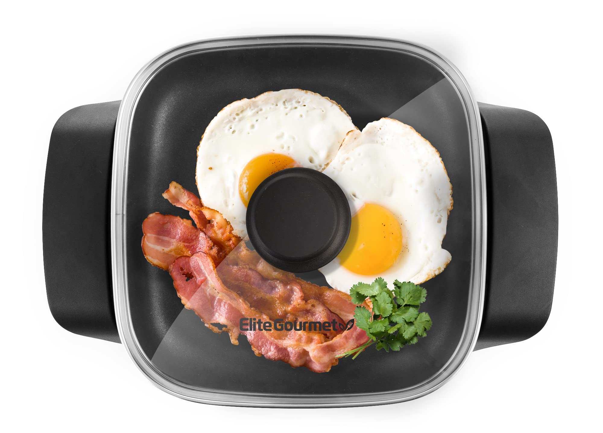 Elite Gourmet EG808 8ā x 8" Non-stick Electric Skillet, Dishwasher Safe with Tempered Glass Vented Lid, Rapid Heat Up, 600W, Black