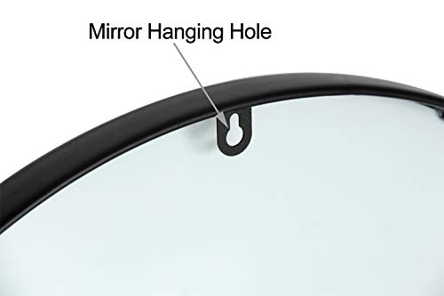 HofferRuffer Round Mirror, Circle Hanging Mirror, Metal Frame Wall Mounted Mirror for Home Bedroom, Bathroom, Washroom, Living Room, Entryways (Black, 27.6)