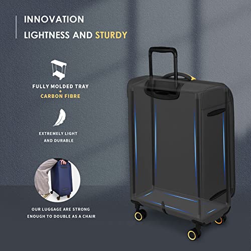 Verage Cambridge Lightweight 2 Piece Luggage Sets,Softside Expandable Spinner Wheel Suitcase,Black,2-Piece Set(20/24)