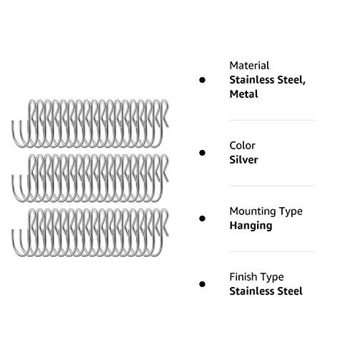 Funrous S Shaped Metal Hooks Clip, S Shaped Hooks Stainless Steel Metal Hangers, Suitable for Indoor and Outdoor, Bathroom, Kitchen Lights, Hanging Hooks for DIY Crafts, Key Chain, Silver (80 Pieces)