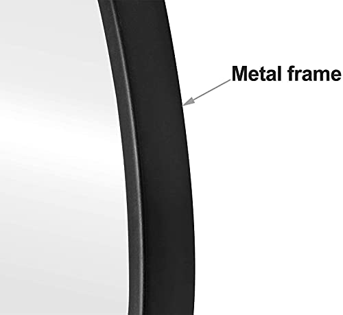 HofferRuffer Round Mirror, Circle Hanging Mirror, Metal Frame Wall Mounted Mirror for Home Bedroom, Bathroom, Washroom, Living Room, Entryways (Black, 27.6)
