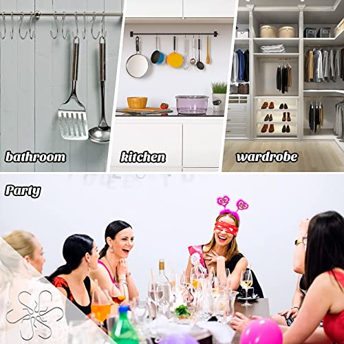 Funrous S Shaped Metal Hooks Clip, S Shaped Hooks Stainless Steel Metal Hangers, Suitable for Indoor and Outdoor, Bathroom, Kitchen Lights, Hanging Hooks for DIY Crafts, Key Chain, Silver (80 Pieces)