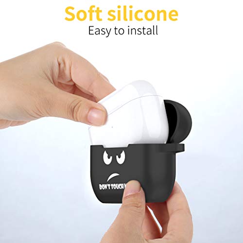 Airpods 3 Case Cover 2021,CACOE Silicone Case Cover for AirPods 3rd Generation,Black Protective Skin AirPod 3 Gen Cases Shockproof Air Pod Cute Funny Print Accessories with Keychain