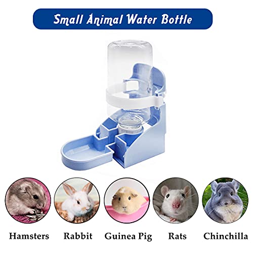 chenming Rabbit Water Bottle,17oz Hanging Automatic Small Animal Water Bottle Bowl,Pet Cage Suspended Automatic Water Dispenser for Rabbits Hamsters Chinchillas Hedgehogs Ferrets (Blue)
