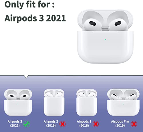 Airpods 3 Case Cover 2021,CACOE Silicone Case Cover for AirPods 3rd Generation,Black Protective Skin AirPod 3 Gen Cases Shockproof Air Pod Cute Funny Print Accessories with Keychain