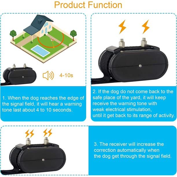 Electric Fence for Dogs Wireless Pet Safe Containment System,with Rechargeable Waterproof Training Collar & 656FT Underground Boundary Wire,Covers up to 1.2 Acre,Suitable for Small,Medium,Large Dogs,