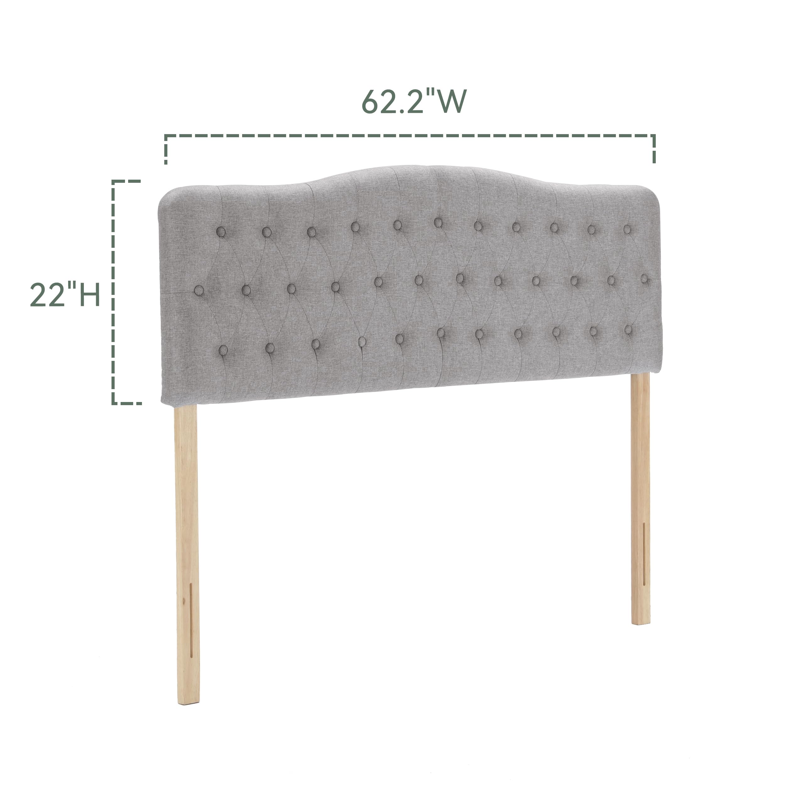 Iroomy Upholstered Queen Headboard, Button Diamond Tufted Headboard with Adjustable Height and Solid Wood Leg, Linen Fabric Padded Headboard for Queen Size Bed, Mordern Head Board, Grey