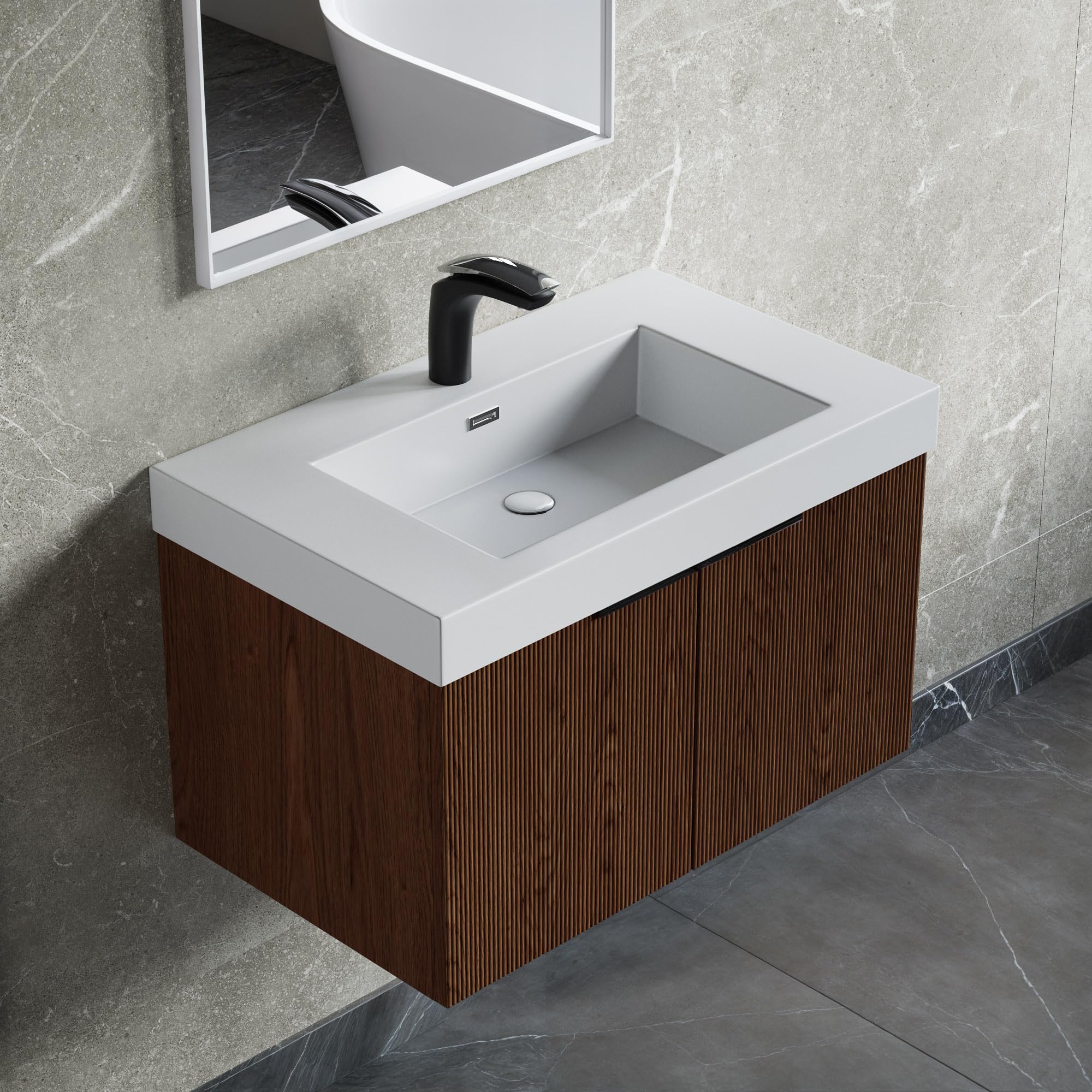 Dowell 30" Bathroom Sink,Single Bowl Vanity Basin,Rectangular Drop-In Bathroom Sink with Overflow,White-000 3018BP