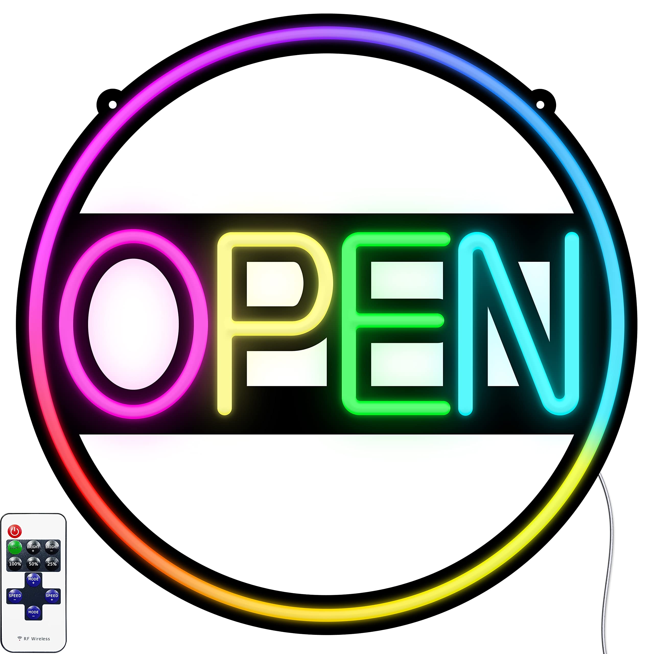 GGK Neon OPEN Sign for Business Multicolors Dynamic Color Changing OPEN Business Sign Dimmable Smart Control Open Signs for Stores, Shops, Offices, Restaurants, Studios, Retail Window (Multicolors)