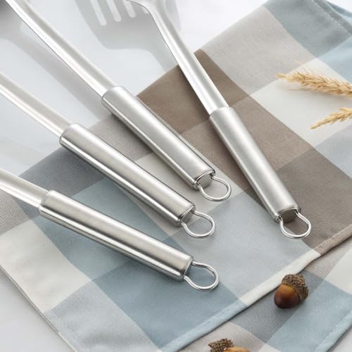 Pleafind 2-Pcs Ladle and Slotted Spoon, Soup Ladle and Strainer, Stainless Steel Cooking Utensils, Wok Utensils for Home and Restaurant, Dishwasher Safe