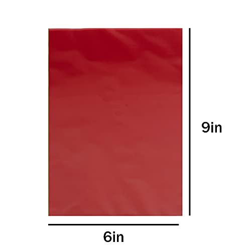 YESON Clear Cellophane Treat Bags Cello Cookie Candy Plastic Bag, red 6x9 Inch Bags,Pack of 50