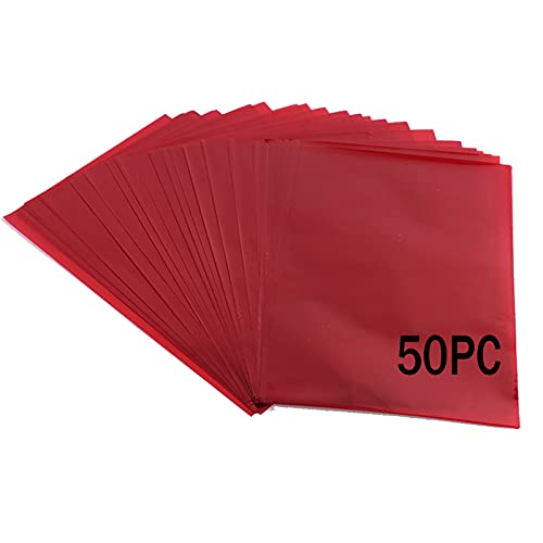 YESON Clear Cellophane Treat Bags Cello Cookie Candy Plastic Bag, red 6x9 Inch Bags,Pack of 50