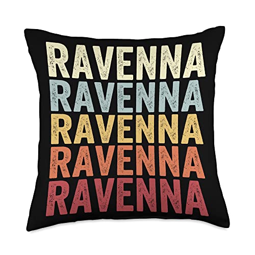 Ravenna Ohio Ravenna OH Retro Vintage Text Throw Pillow, 18x18, Multicolor