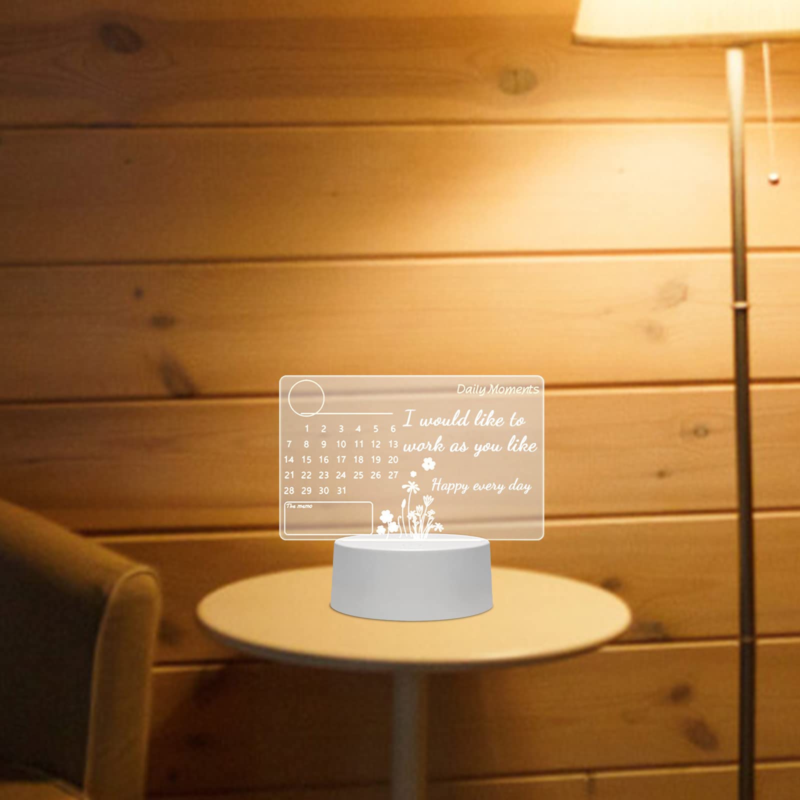 PONPRNGY Note Lamp Write On - Acrylic Dry Erase Board with Light, Creative Night Light with Message Board, LED Acrylic Memo Board with Pen, LED Letter Message Board for Office School Home (USB/B)