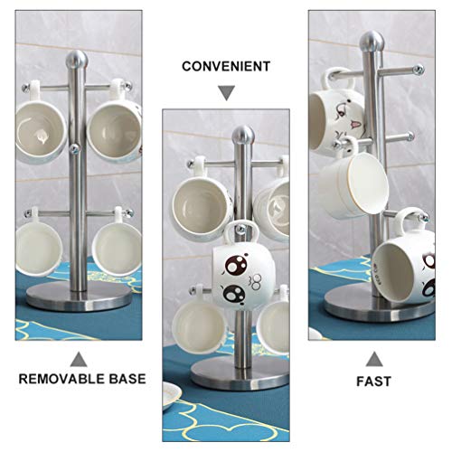 BESPORTBLE Mug Holder Tree, 1pc Stainless Steel Household Cup Drying Storage Rack Holder Stand Creative Cup Organizer for Home Coffee Counter Bar