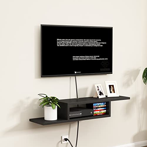 ChooChoo Floating TV Stand Shelf, Wall Mount Entertainment Center Media Console for Living Room, Bedroom, Black