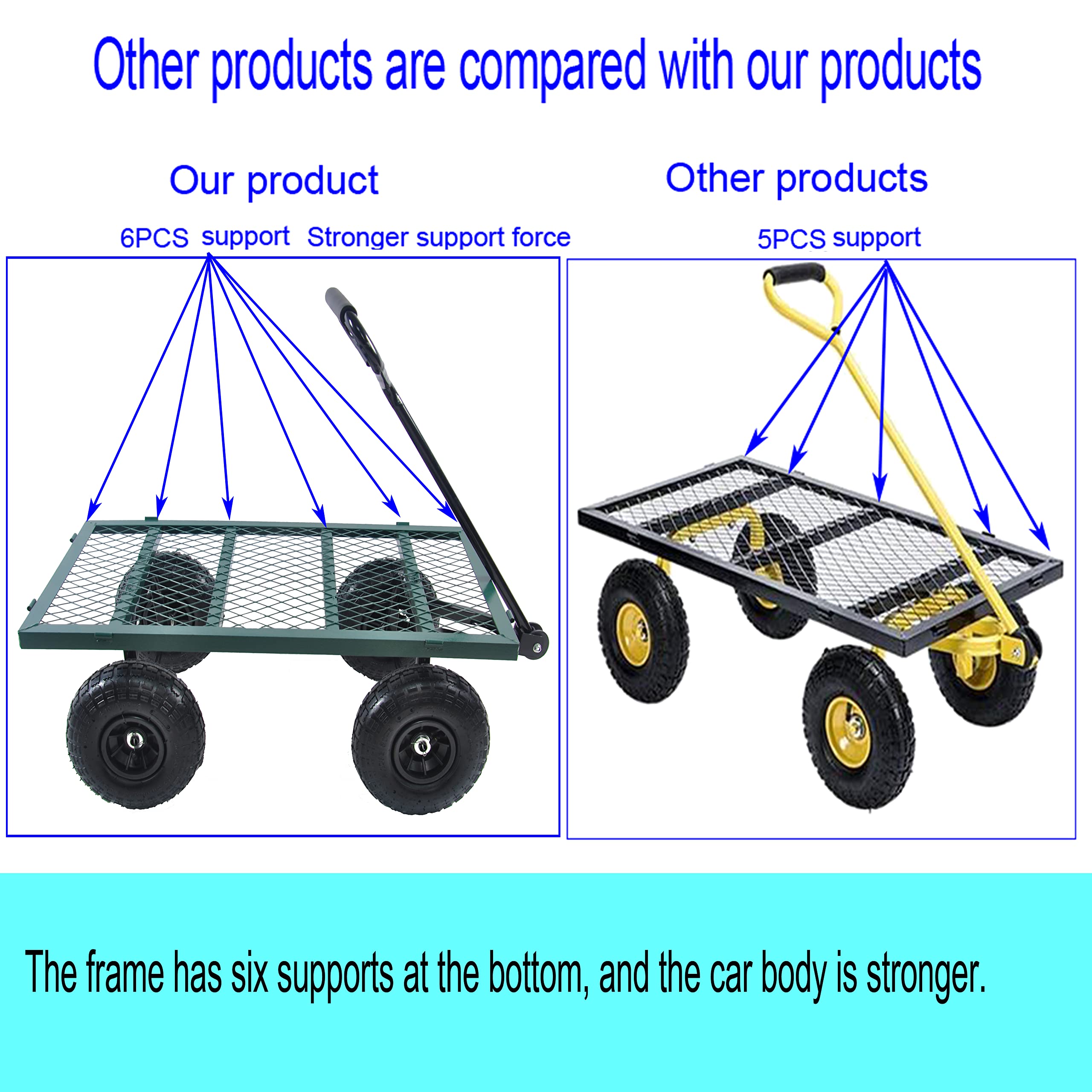 HJRTFLXC Garden Dump Cart - Large Capacity, Removable, Sturdy, Green, Outdoor Use
