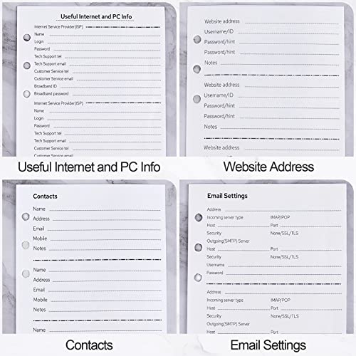 Password Address Book Refill Pages for 6-Ring Refillable Binder Password Address Notebook Replacement Page with 6 Holes 3.9″x 6.7″