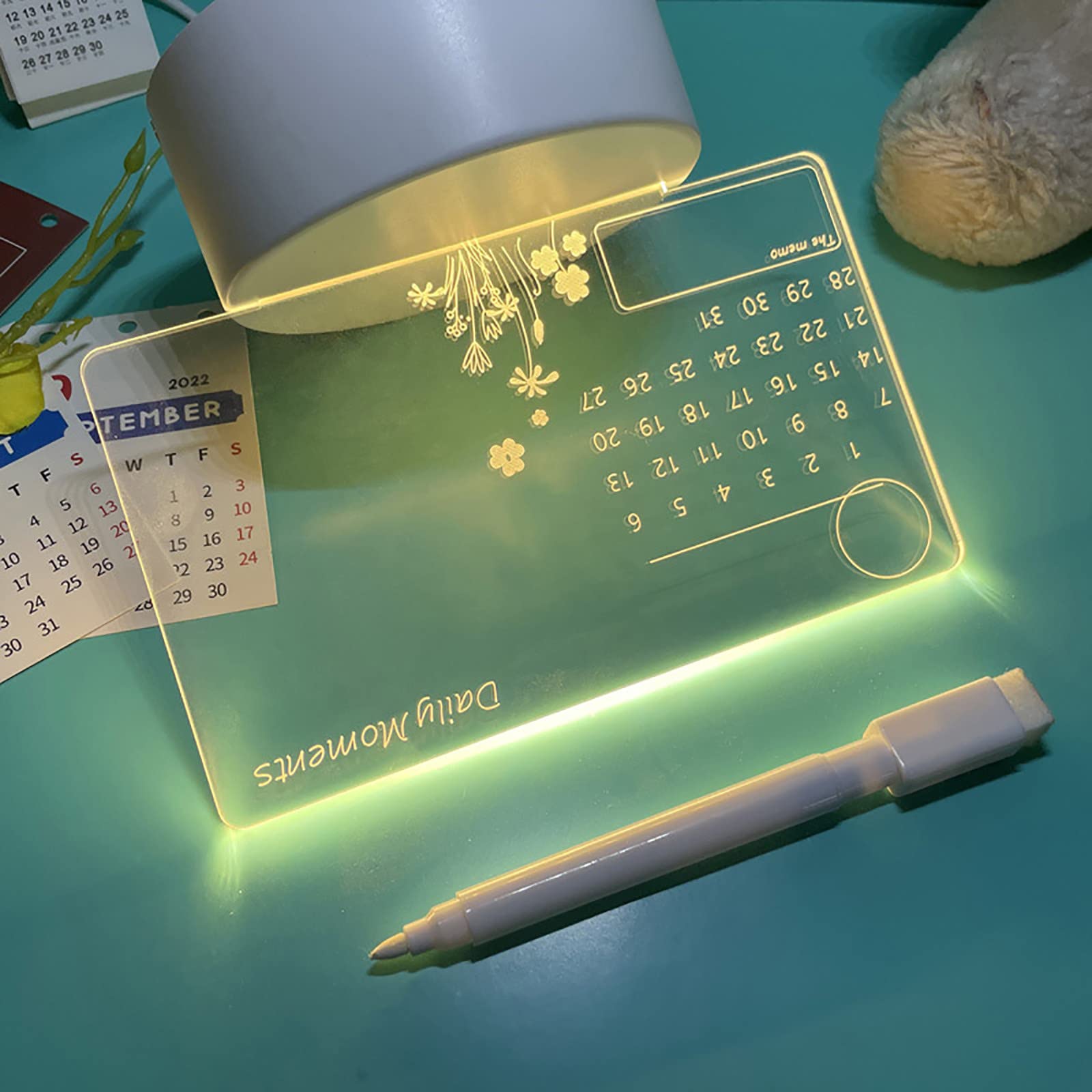 PONPRNGY Note Lamp Write On - Acrylic Dry Erase Board with Light, Creative Night Light with Message Board, LED Acrylic Memo Board with Pen, LED Letter Message Board for Office School Home (USB/B)