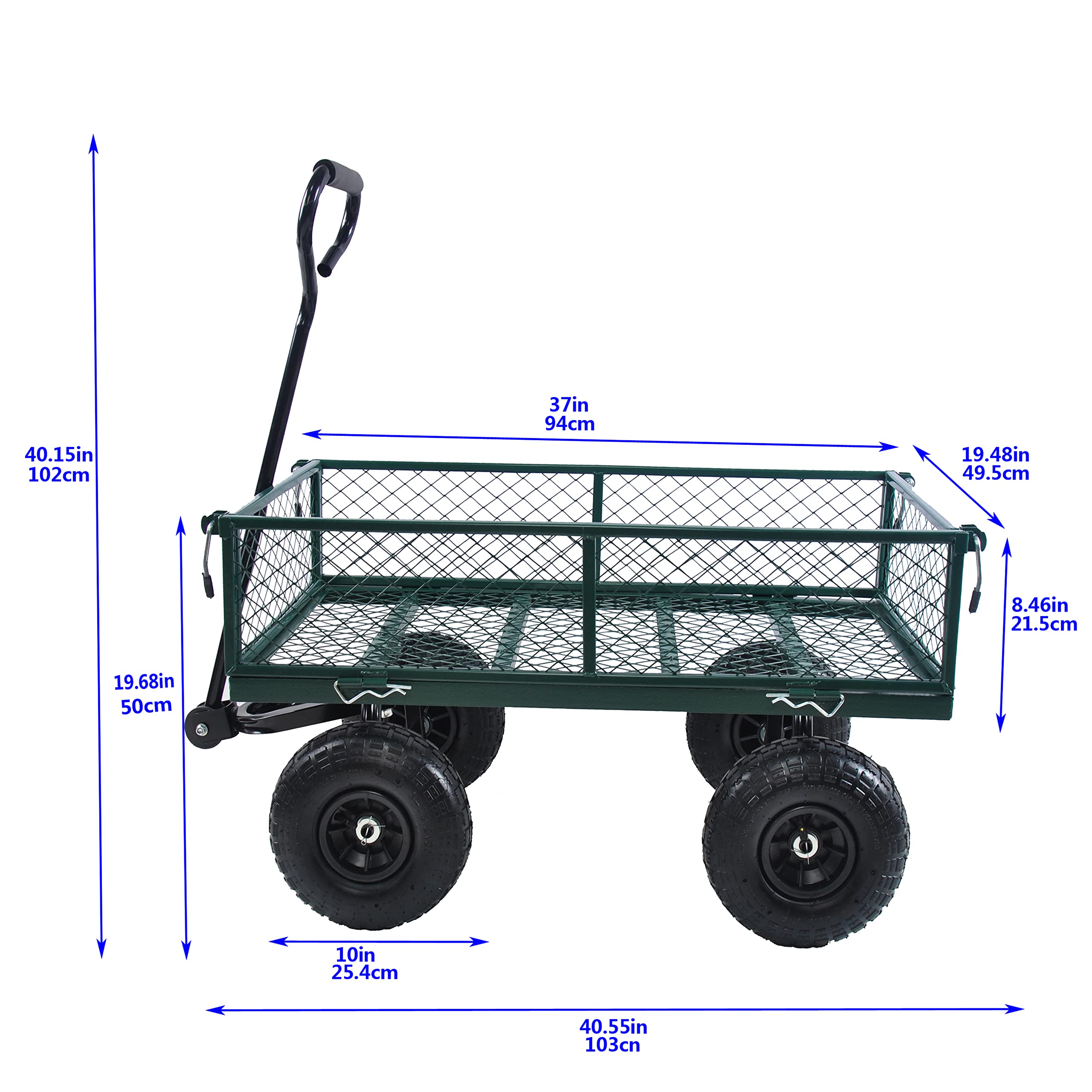 HJRTFLXC Garden Dump Cart - Large Capacity, Removable, Sturdy, Green, Outdoor Use
