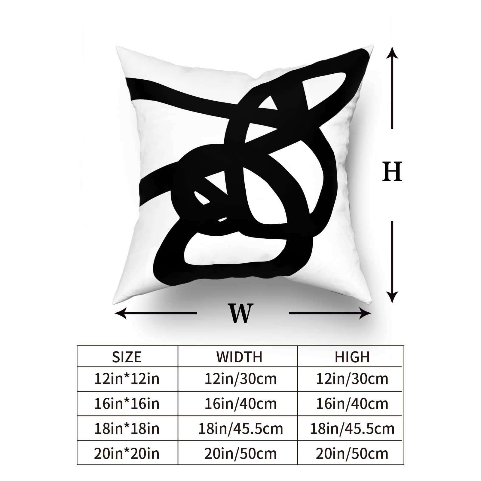 Kawani Black and White Pillow Covers 20X20 in Abstract Modern Graffiti Art Line Decorative Couch Pillow Cases with Zipper Set of 2 Boho Home Decor for Living Room Bedroom Bed Cushion Outdoor