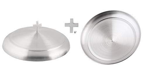 Communion Ware Holy Wine Serving Tray with A Lid & A Stacking Bread Plate with A Lid + 40 Cups - Stainless Steel (Matte)