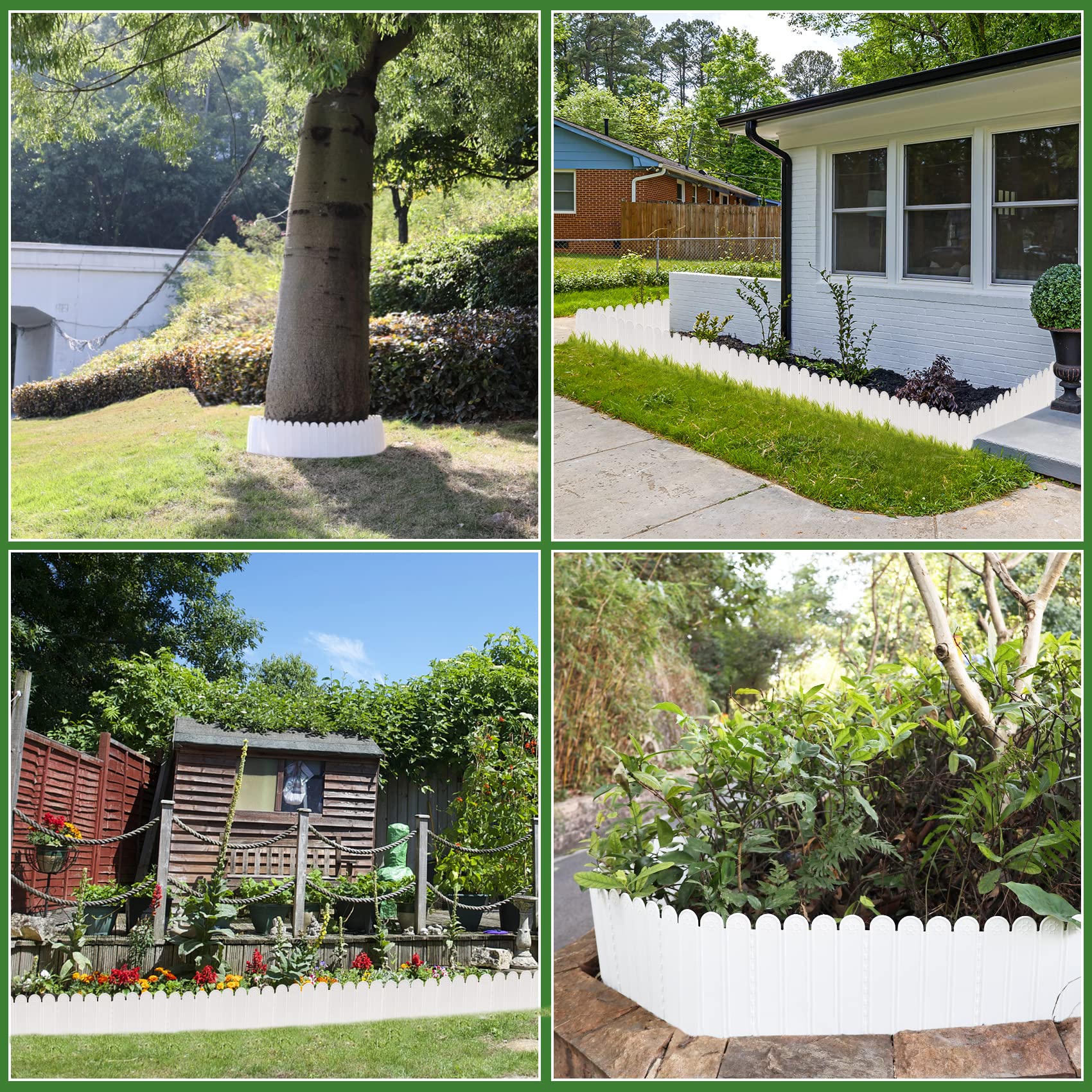 EEOCWF 10PCS White Garden Edging Borders, 8.66"X8.66" Plastic Garden Landscape Edging, 7.2ft Interlocking Decorative Garden Fences Edging, Lawn Edge Flower Bed Border for DIY Patio Walkways Yard