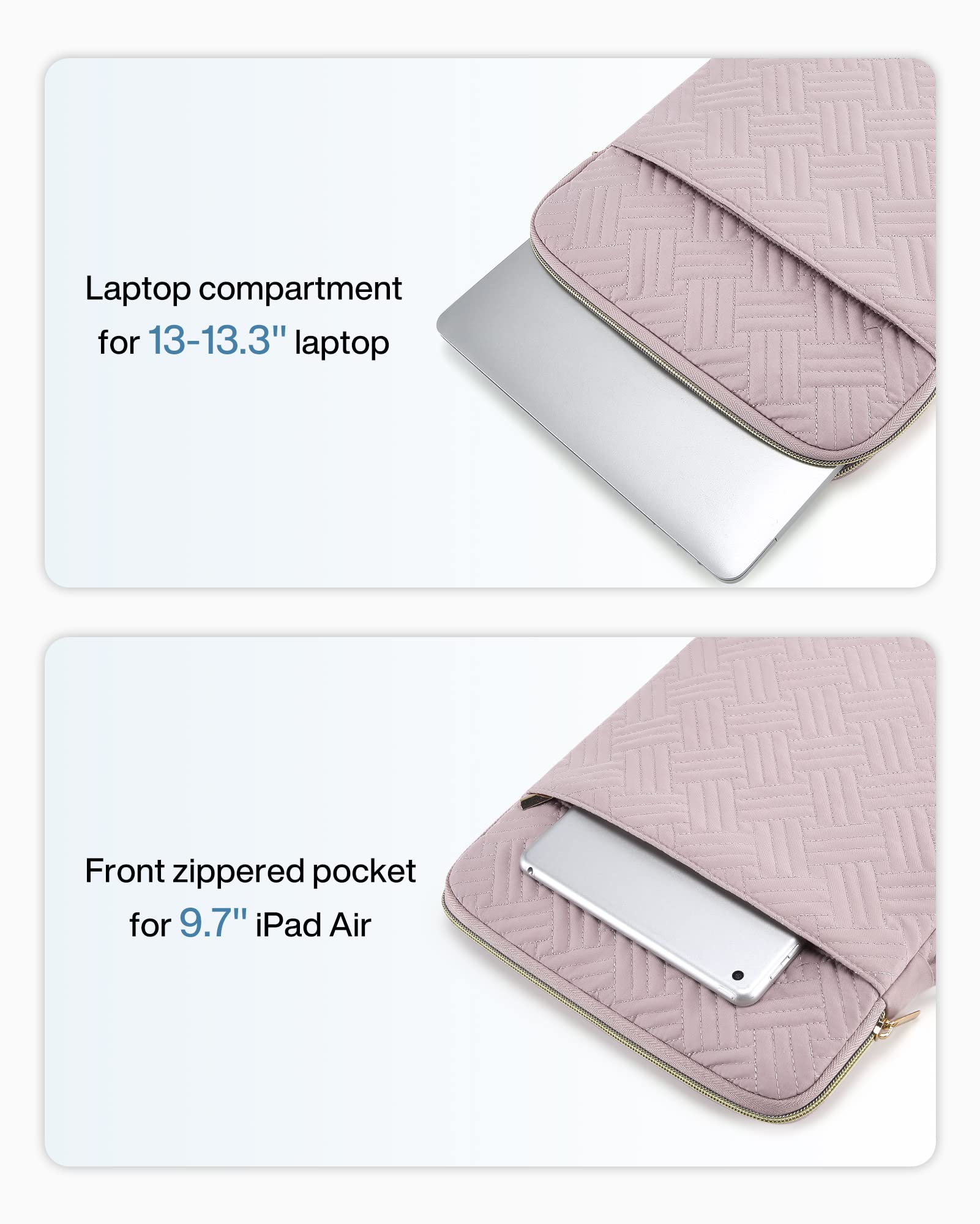 BAGSMART 13.3 inch Laptop Sleeve Case, Compatible with 13-14 inch MacBook Pro, HP, Dell, Lenovo, Asus Notebooks - Pink