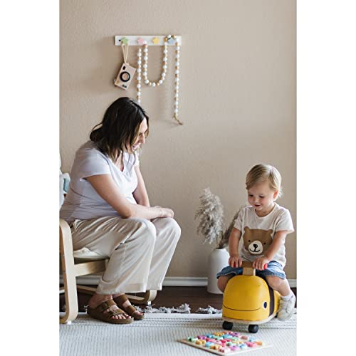 WONDERBEE Kids Coat Rack Wall Mount | Kids Wall Hooks for Backpacks, Towels and Coats | Mounted 14" Wall Hanger | Decorative for Kid's Bedroom, Playroom, Bathroom | Classic White