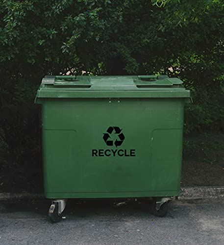 Ignixia Recycle Symbol Sticker Decal to Organize Trash cans/Garbage containers, Recycle Sign Decal Plotter Cut Vinyl Outdoor Recycle Containers (Black, 10 X 7) Inches Large (Pack of 02)