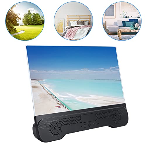 14" Screen Magnifier, HD Mobile Phone Magnifier with Bluetooth Speaker, Smartphone Screen Projector for Movies Videos and Gaming