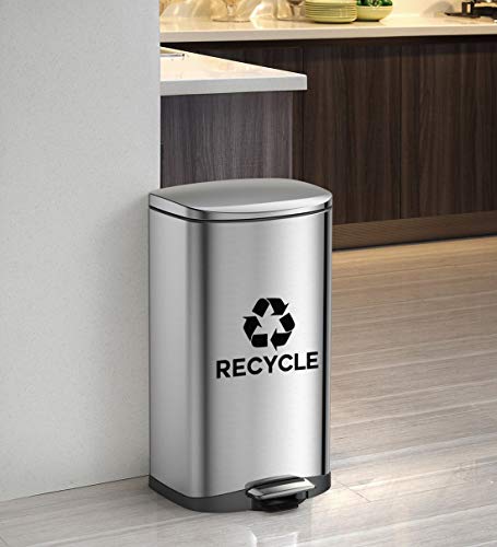 Ignixia Recycle Symbol Sticker Decal to Organize Trash cans/Garbage containers, Recycle Sign Decal Plotter Cut Vinyl Outdoor Recycle Containers (Black, 10 X 7) Inches Large (Pack of 02)
