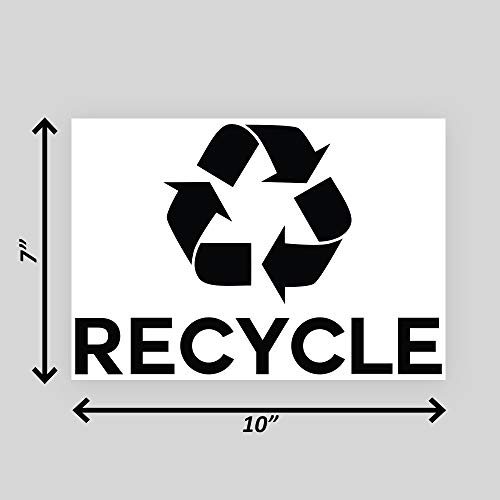Ignixia Recycle Symbol Sticker Decal to Organize Trash cans/Garbage containers, Recycle Sign Decal Plotter Cut Vinyl Outdoor Recycle Containers (Black, 10 X 7) Inches Large (Pack of 02)
