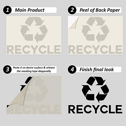 Ignixia Recycle Symbol Sticker Decal to Organize Trash cans/Garbage containers, Recycle Sign Decal Plotter Cut Vinyl Outdoor Recycle Containers (Black, 10 X 7) Inches Large (Pack of 02)
