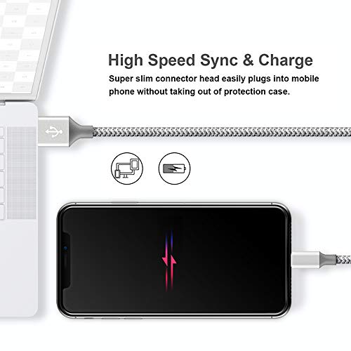 iPhone Charger,iPhone Charging Cable[Apple MFi Certified] Lightning Cable 5Pack 3/3/6/6/10FT Nylon Braided iPhone Fast Charger Cord Data Sync USB Wire for iPhone 14/13/12/11Pro/XR/X/8/7/6/5/SE,AirPods