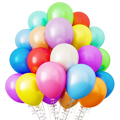 RUBFAC 156 Balloons Assorted Color 12 Inches Rainbow Latex Balloons, 12 Bright Color Party Balloons for Birthday Baby Shower Wedding Party Supplies Arch Garland Decoration