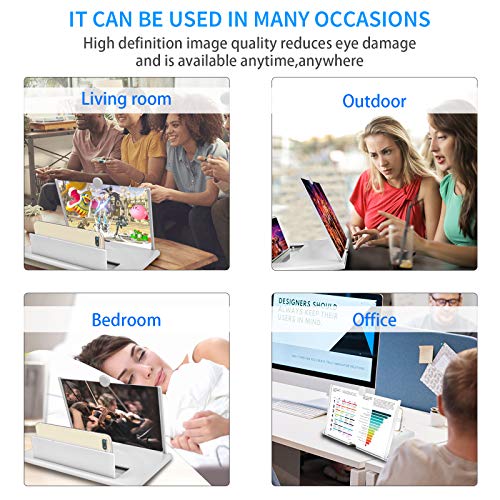 Newseego 16 Inch Phone Screen Magnifier, HD Mobile Phone Screen Amplifier Pulling-Out Movie Video Enlarger Eye Protection with Foldable Stand Holder for All Smartphones-White