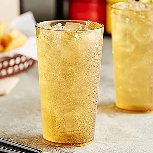 TrueCraftware- Set of 12 Pebbled Tumbler/Drinking Cups 12-Ounce Amber Color- Reusable Premium Water Iced Tea Glasses Stackable Drinking Glasses Dishwasher Safe Break-Resistant for Home Restaurants