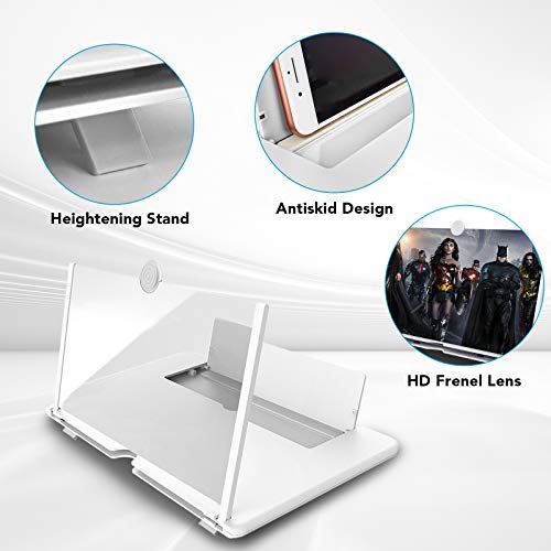 Newseego 16 Inch Phone Screen Magnifier, HD Mobile Phone Screen Amplifier Pulling-Out Movie Video Enlarger Eye Protection with Foldable Stand Holder for All Smartphones-White