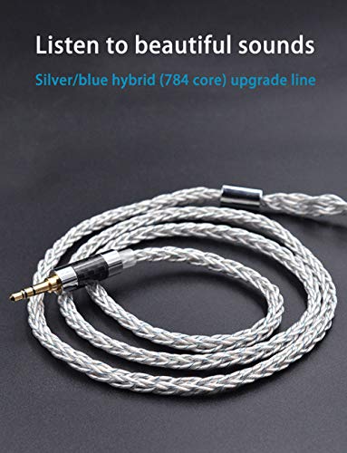 FAAEAL KZ ZSN ZS10 PRO Upgrade Earphone Cable,8 Core Cable Silver Blue Hybrid 784 Cores Silver Plated Upgrade Cable,Dedicated Cable 2Pin 0.75mm Replacement Headphone Wire for KZ ZSX Zax ZSN PRO