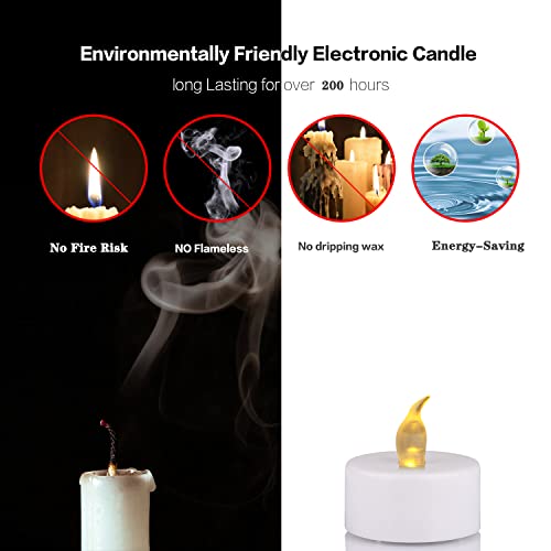 5Pack Battery Tea Lights - LED Tea Lights candles Realistic Bright Flickering Holiday Gift Operated Flameless LED Tea Light for Seasonal & Festival Celebration Warm Yellow lights Battery Powered