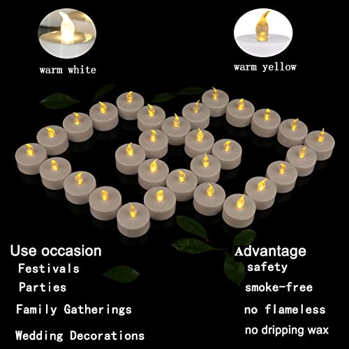 5Pack Battery Tea Lights - LED Tea Lights candles Realistic Bright Flickering Holiday Gift Operated Flameless LED Tea Light for Seasonal & Festival Celebration Warm Yellow lights Battery Powered